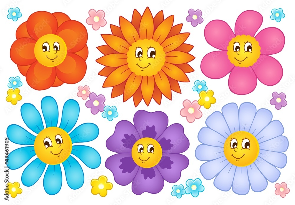 Cartoon flowers collection 2 Stock Vector | Adobe Stock