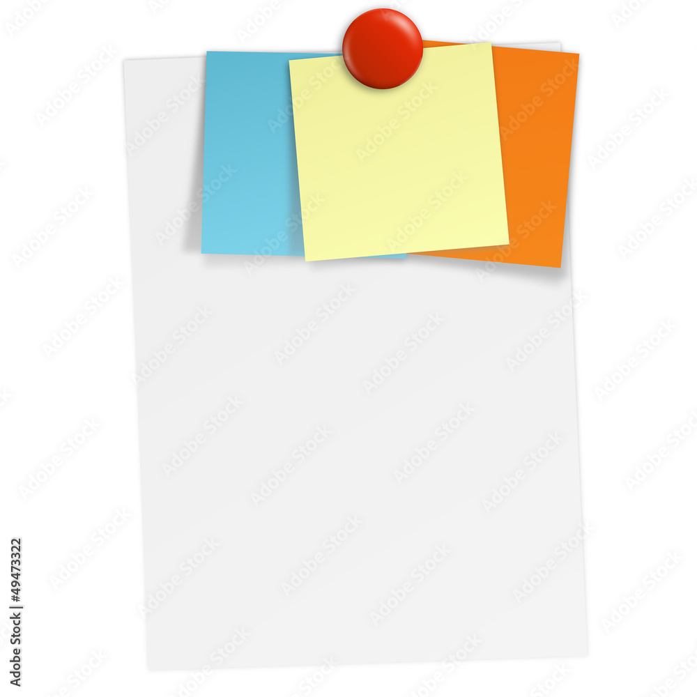 Zettel weiß mit Notizzetteln und Magnet Stock Vector | Adobe Stock