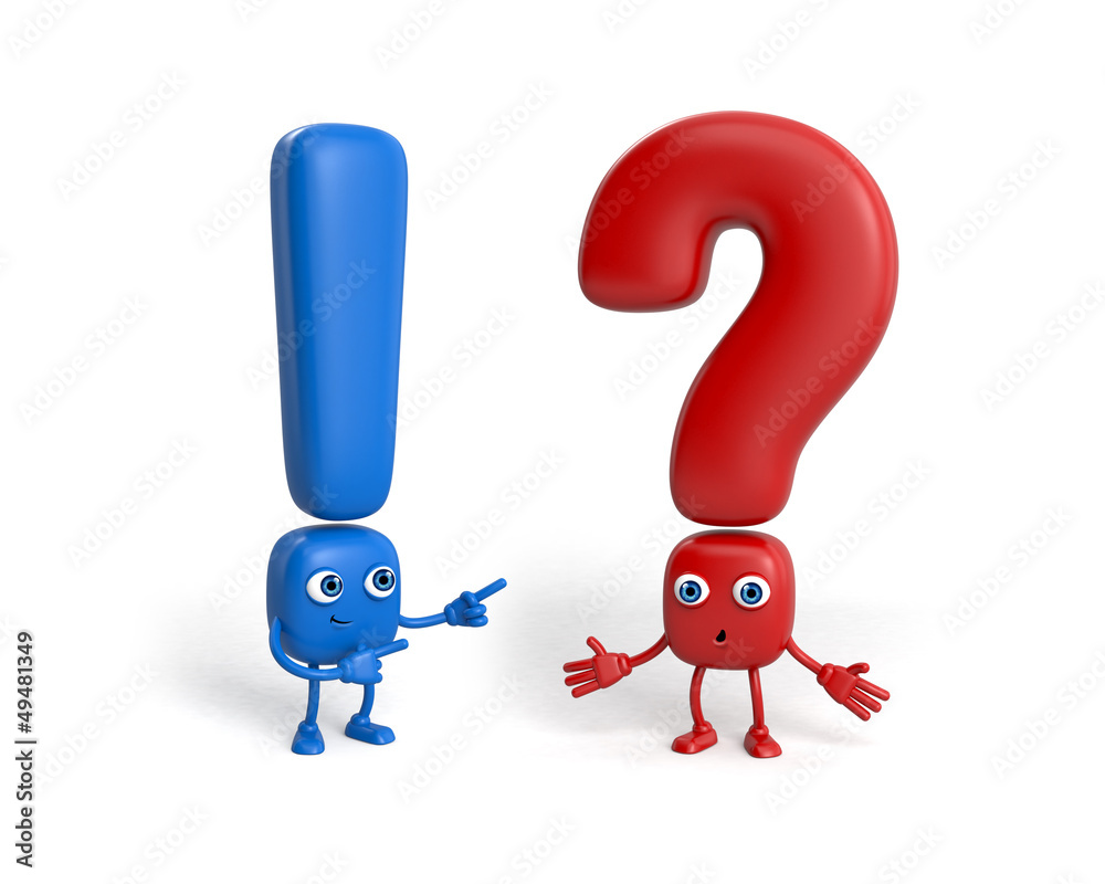 3d cartoon question mark and exclamation point Stock Illustration ...