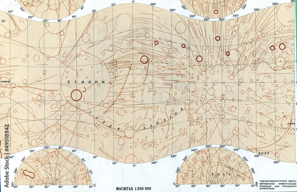 Phobos old Soviet map. mars satellite Stock Illustration | Adobe Stock