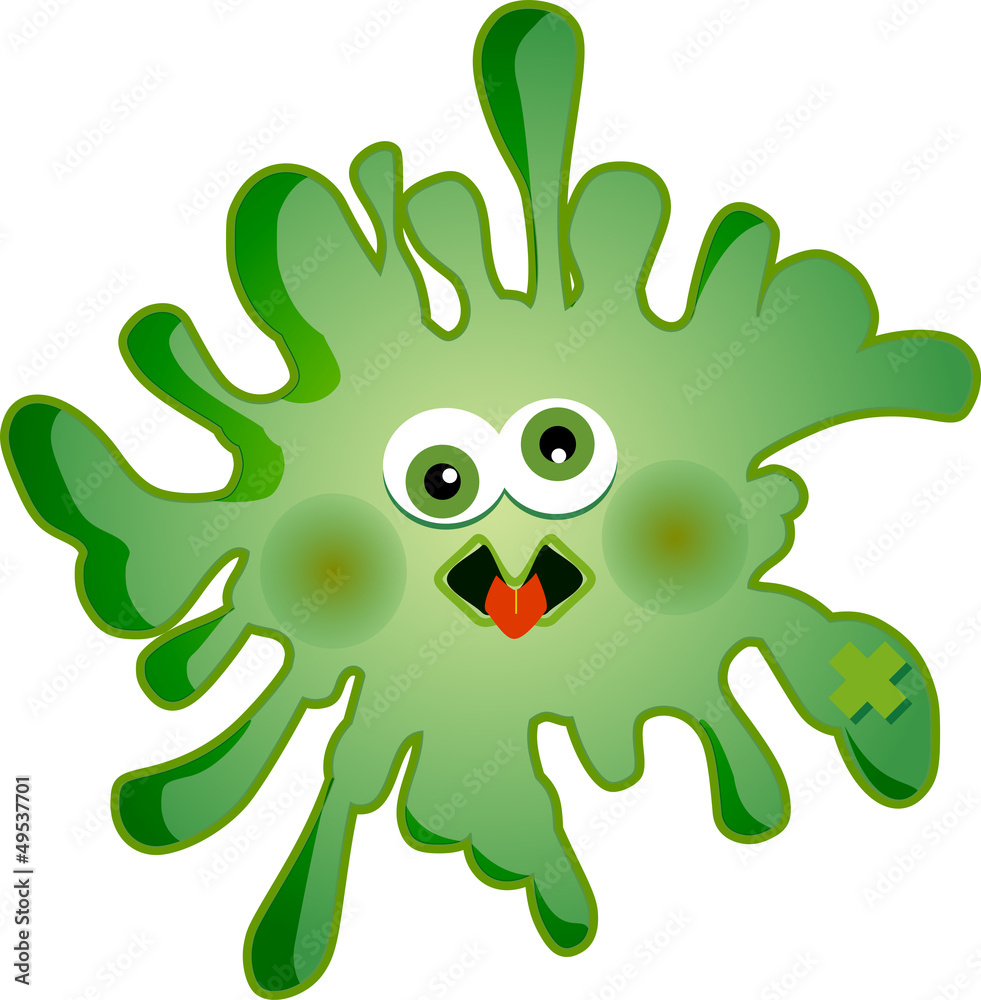 Amoeba bacteria - green microbe cartoon vector Stock Vector | Adobe Stock