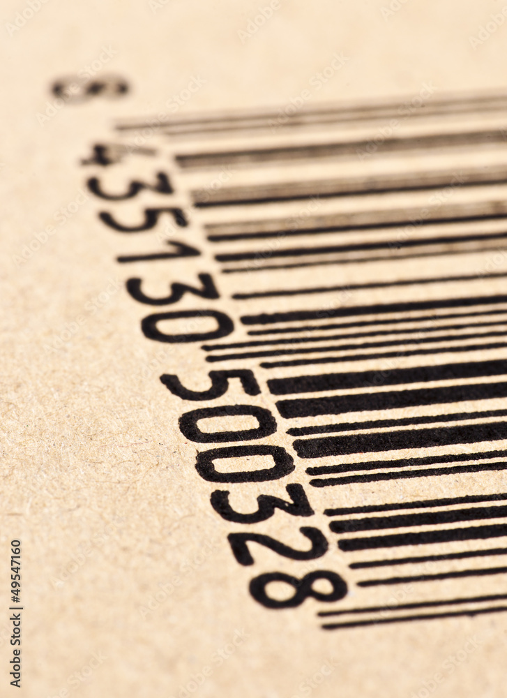 barcode printed on a cardboard box, making macro Stock Photo | Adobe Stock