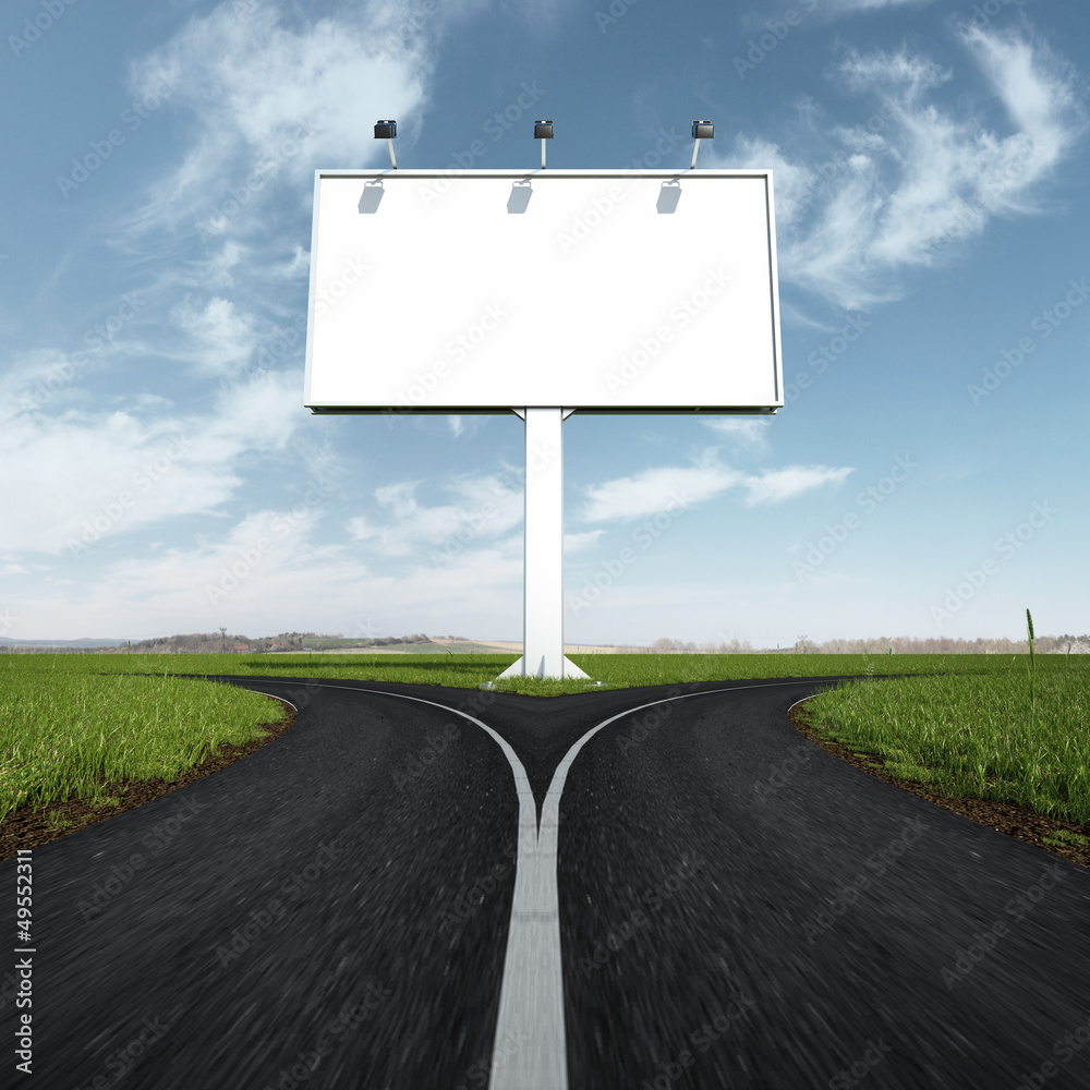 Blank highway and road sign with fork Stock Illustration | Adobe Stock