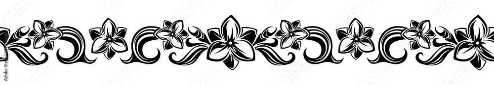 Horizontal seamless vignette with flowers. Vector illustration. Stock ...