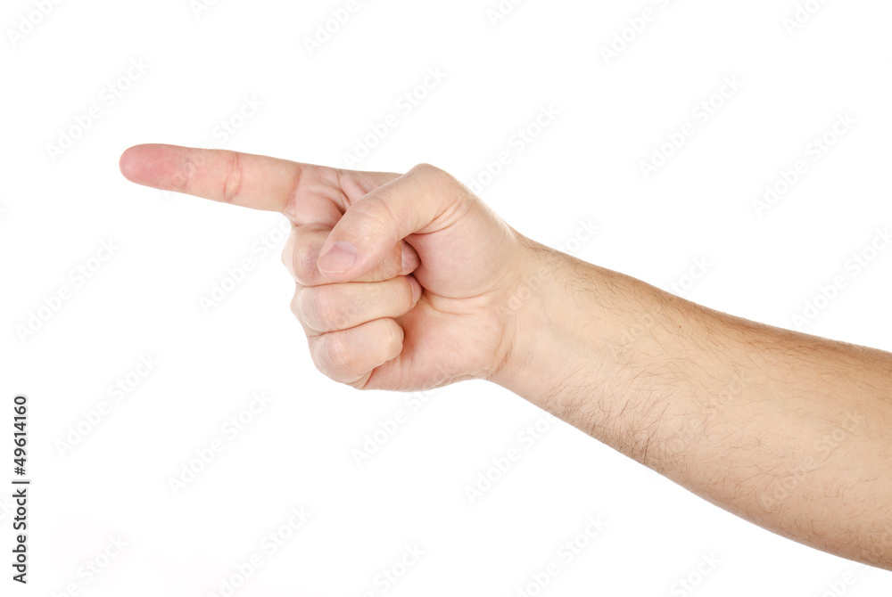 Male hand with finger showing left isolated Stock Photo | Adobe Stock
