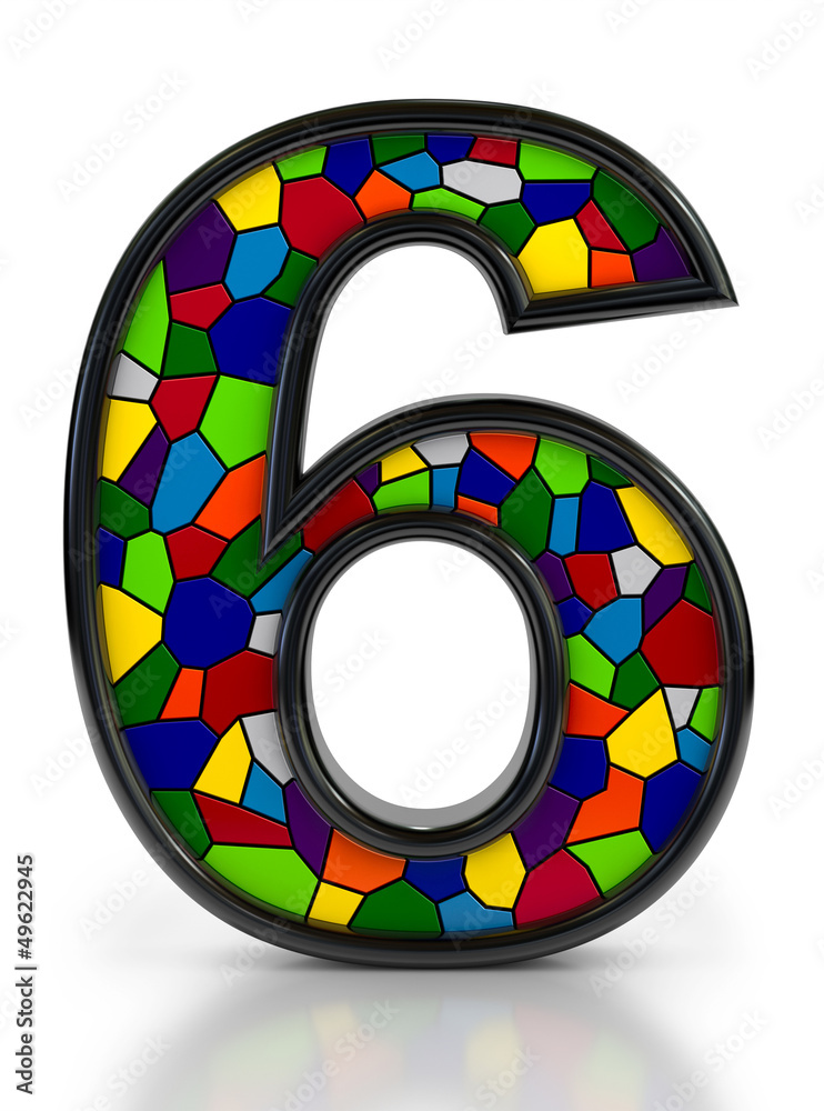 Number 6 symbol with multicolored mosaic tiles Stock Illustration ...
