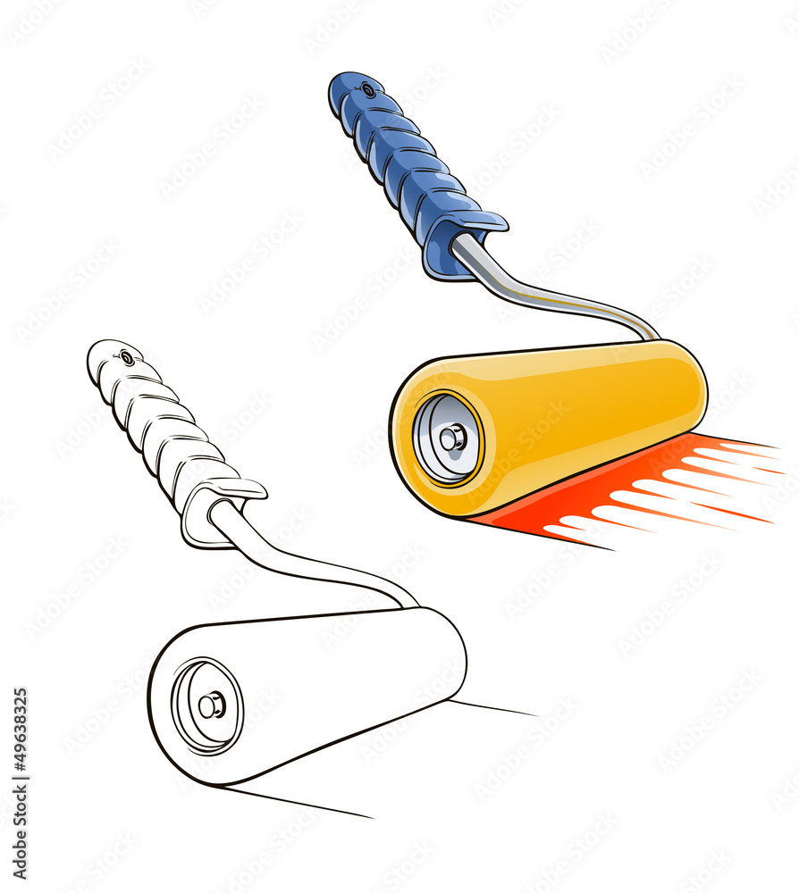 roller brush vector illustration isolated on white background Stock ...
