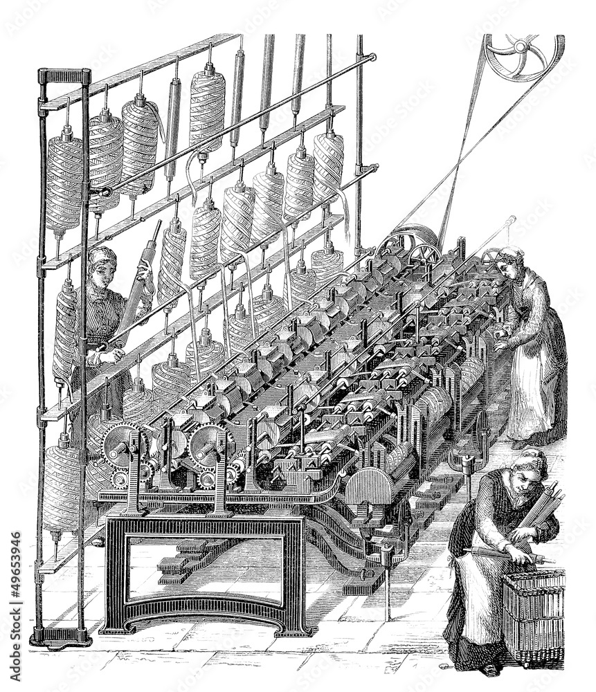 Factory Scene : Textile Industry - 19th century Illustration Stock ...