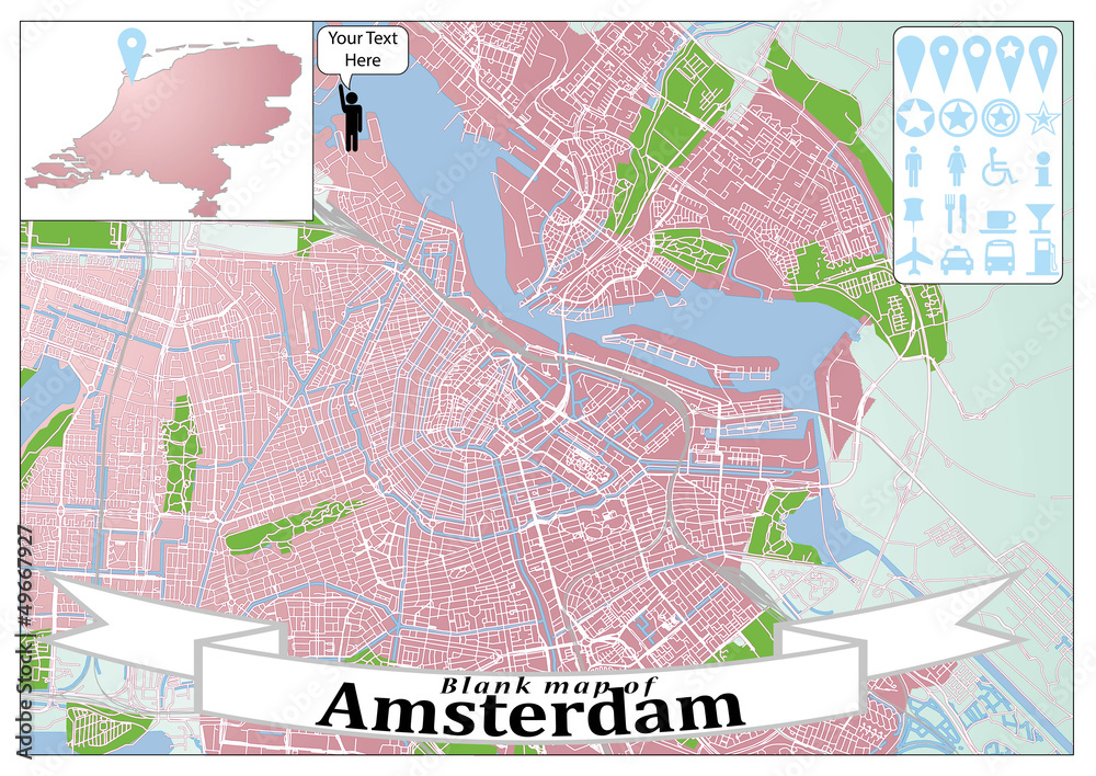 Blank map of Amsterdam Stock Vector | Adobe Stock