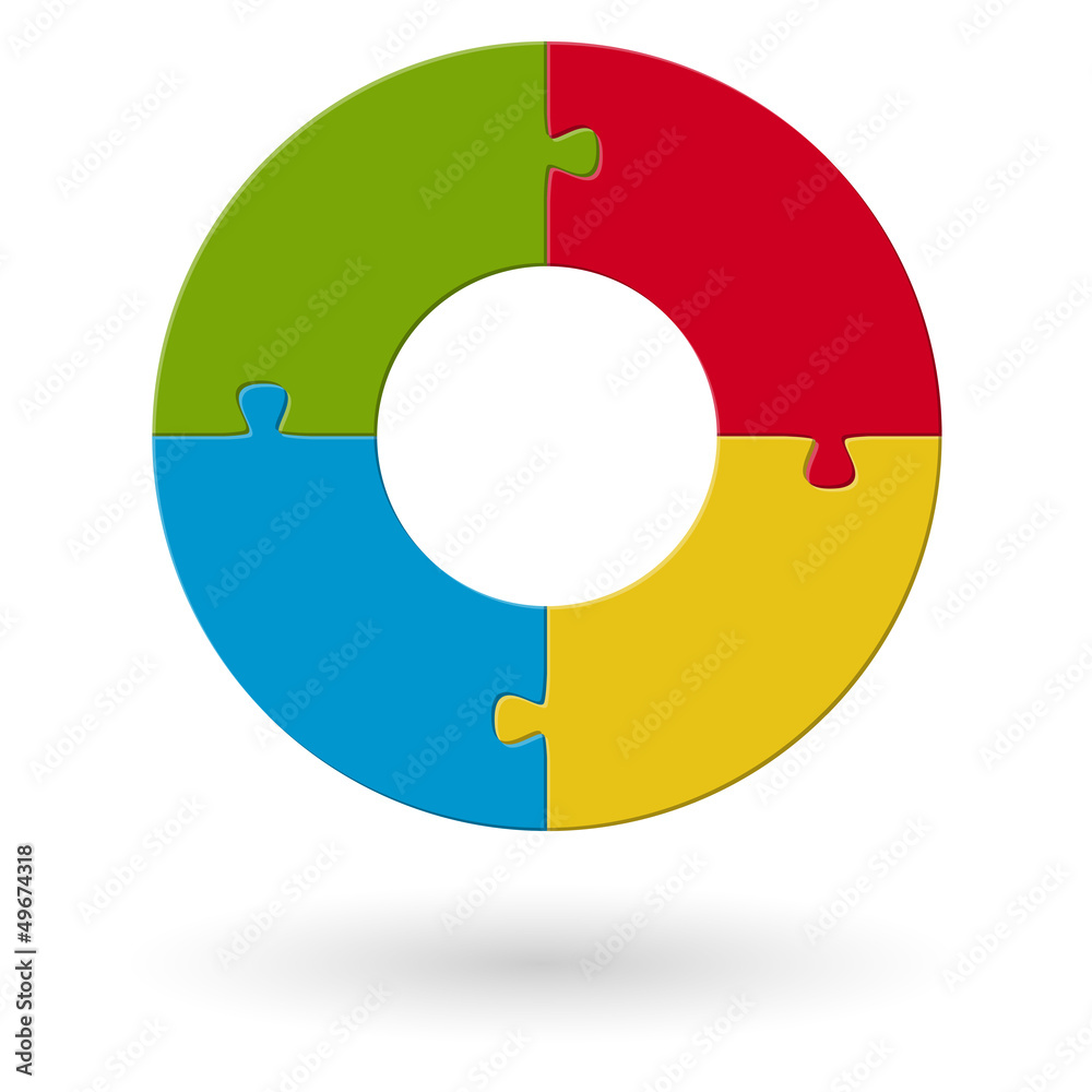 Puzzle rund - 4 Teile Stock-Vektorgrafik | Adobe Stock