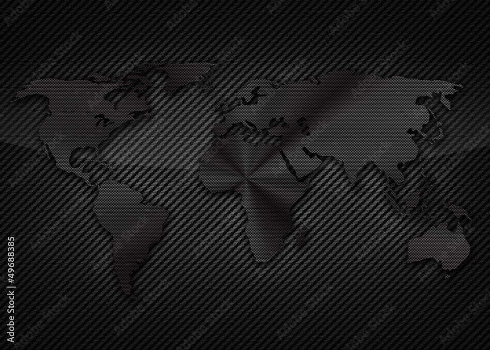 Cool carbon map of the world on the carbon background Stock ...