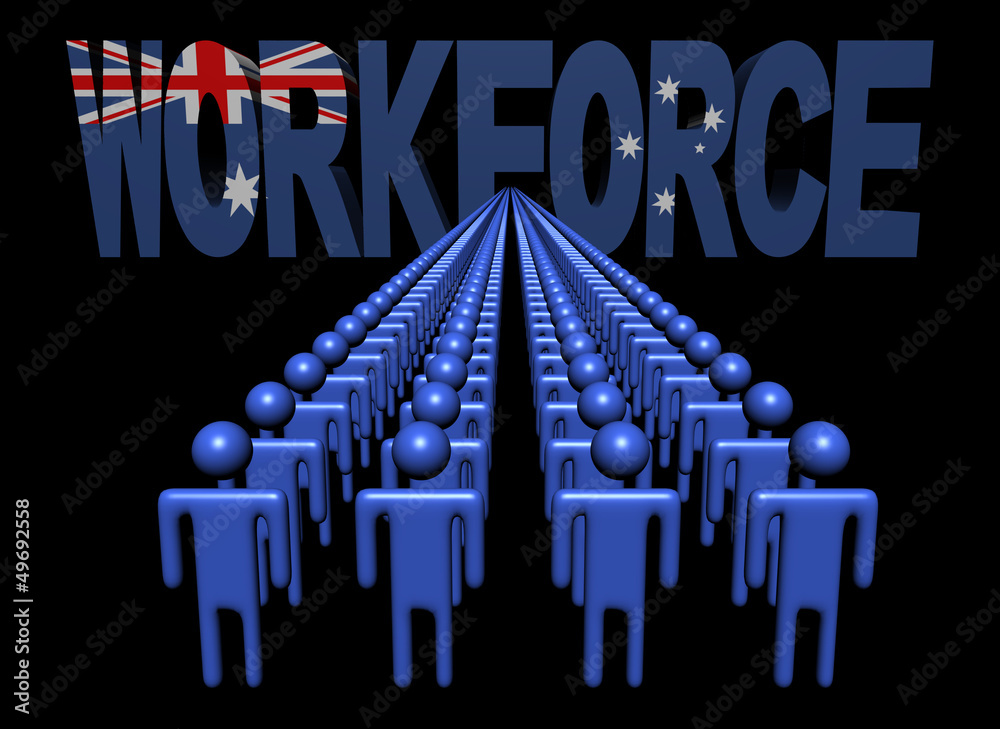 lines of people with workforce Australia flag text illustration Stock ...