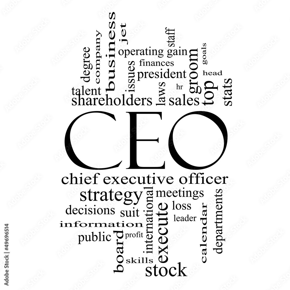 Photo & Art Print CEO Word Cloud Concept in Black and White, mybaitshop