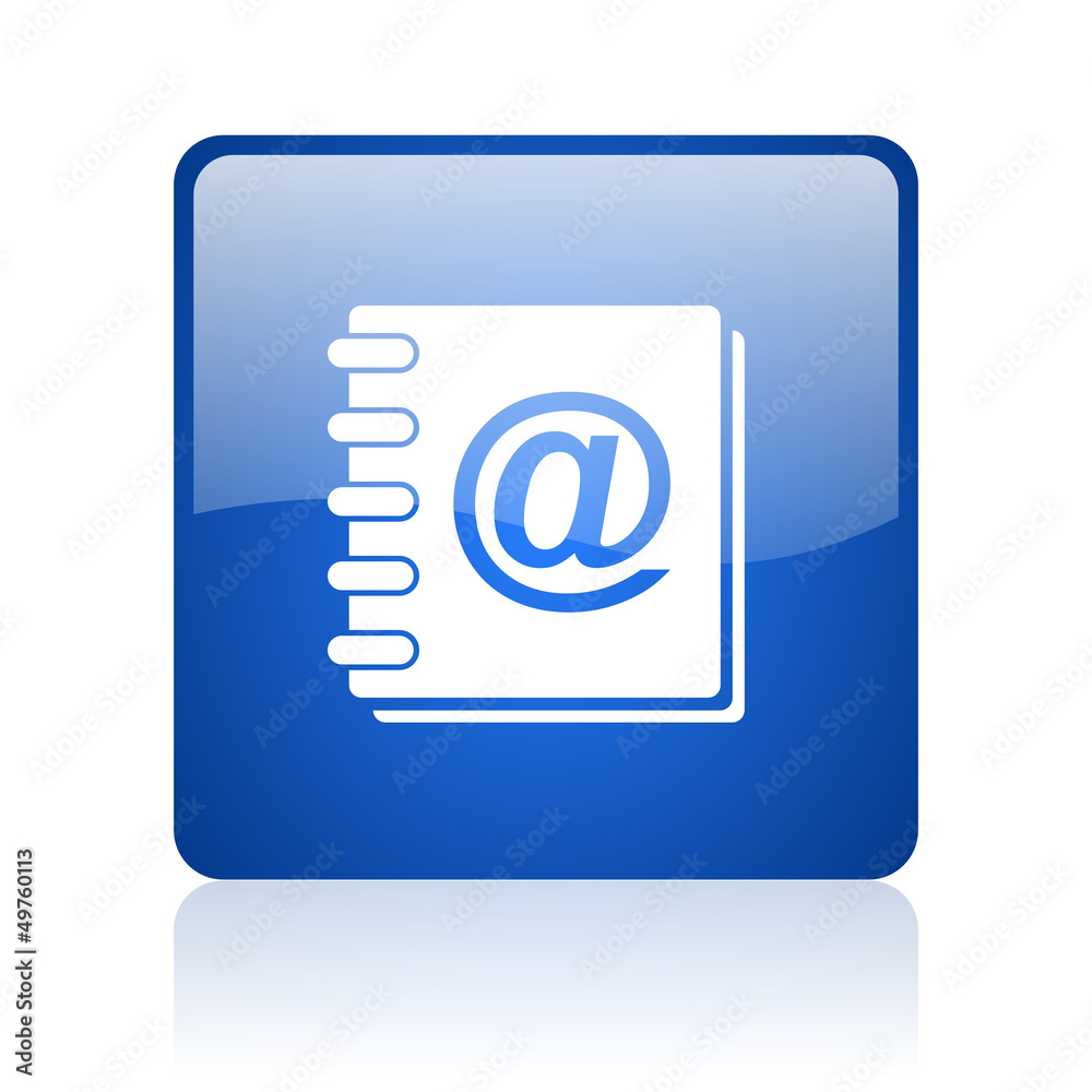 address book blue square glossy web icon on white background Stock ...