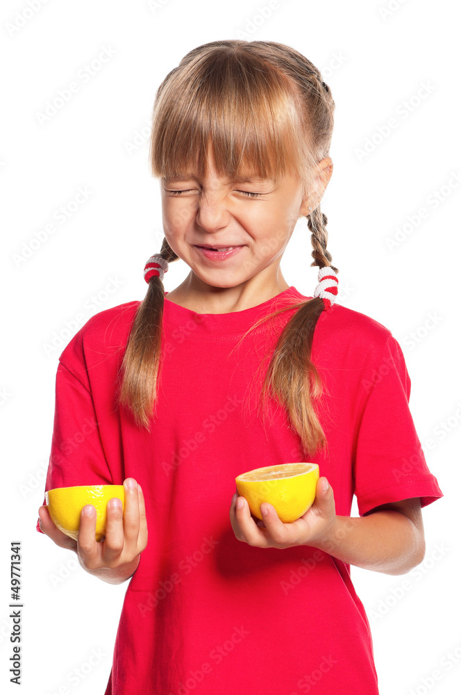 Little girl with lemon Stock Photo | Adobe Stock