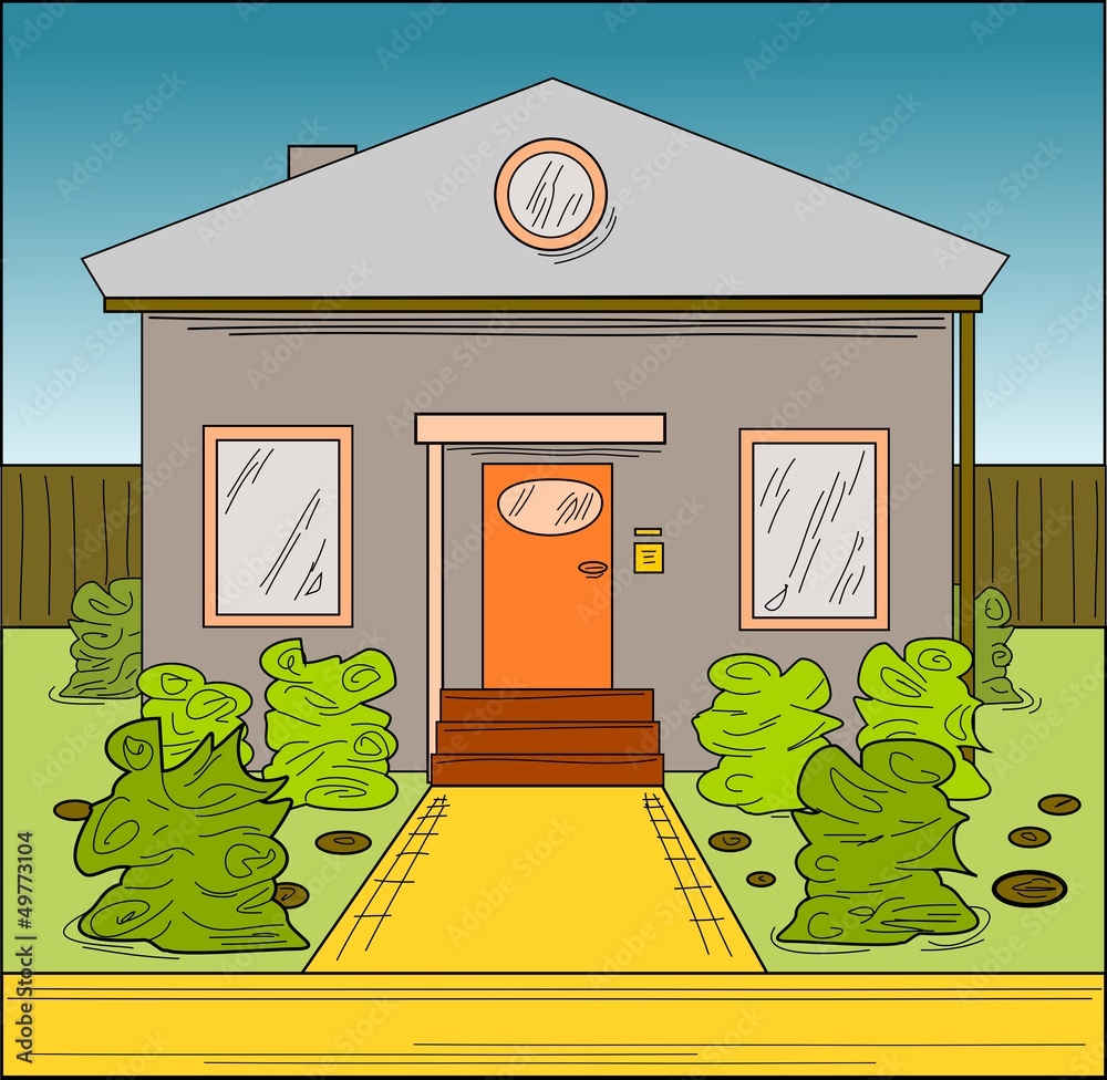 Haus gezeichnet - Comic, Cartoon Style Stock Vector | Adobe Stock