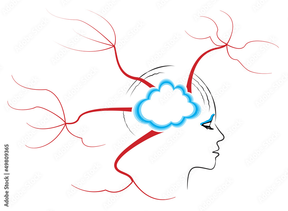 Abstract drawing of a human head while thinking Stock Vector | Adobe Stock