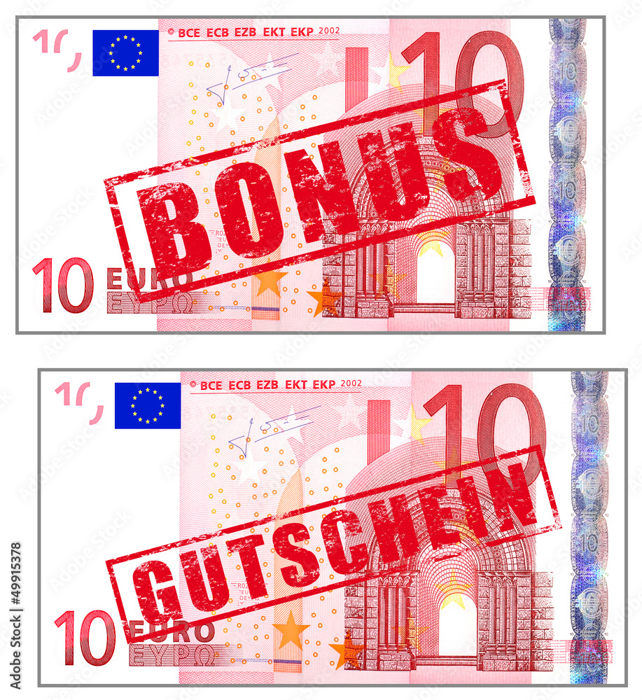 10 Euro Geldscheine mit Stempel Stock-Foto | Adobe Stock