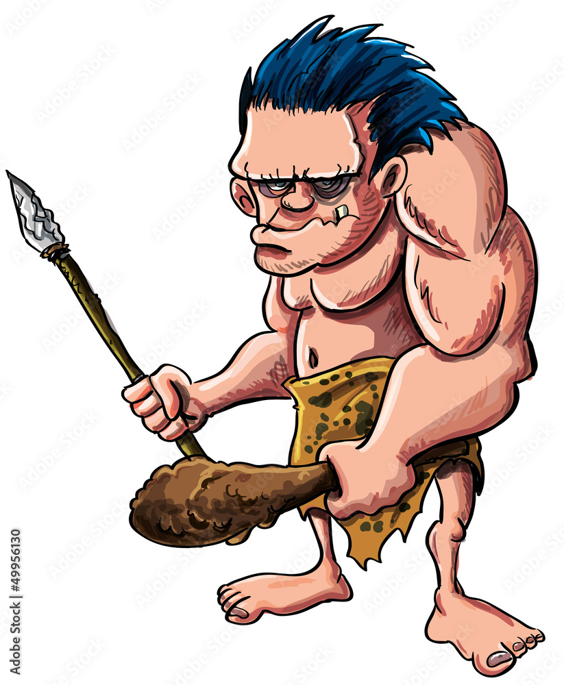 Cartoon vector illustration of a stooped muscular caveman Stock ...