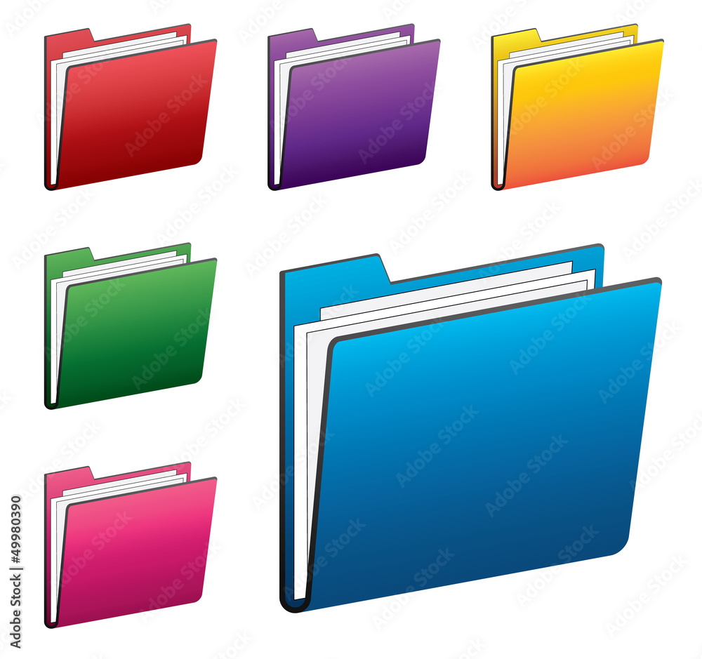Colorful folder icons set Stock Vector | Adobe Stock