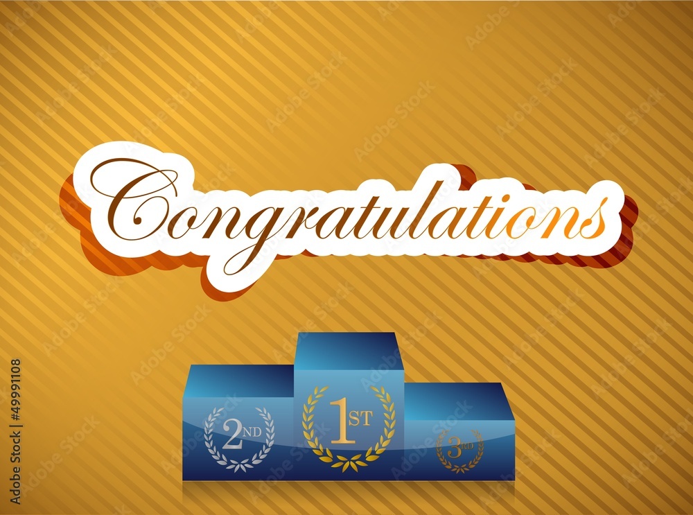 Congratulations lettering and podium illustration Stock Illustration ...