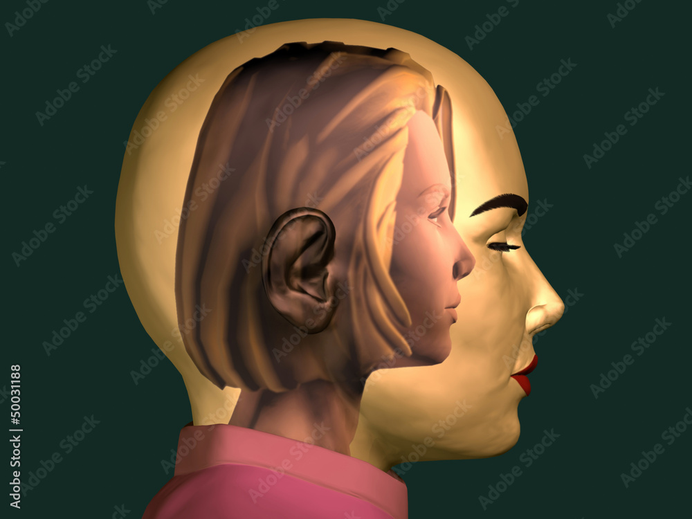 inner child, young girl inside of a female head Stock Illustration ...