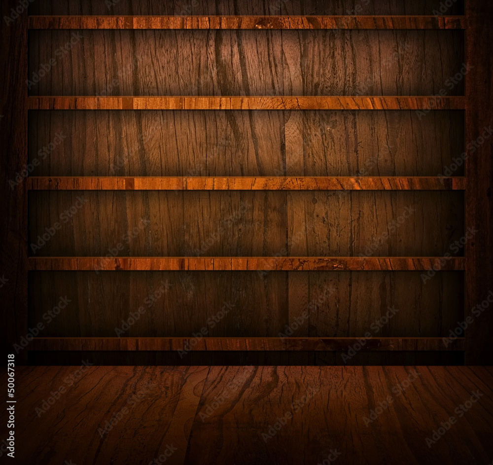 Wooden Bookshelf Background