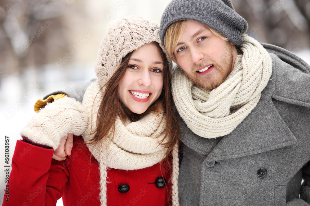 Couple in winter clothing Stock Photo | Adobe Stock