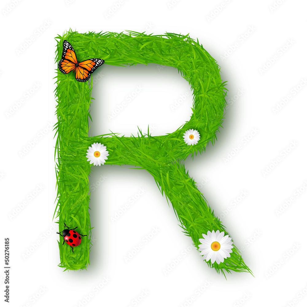Grass letter R on white background Stock Vector | Adobe Stock