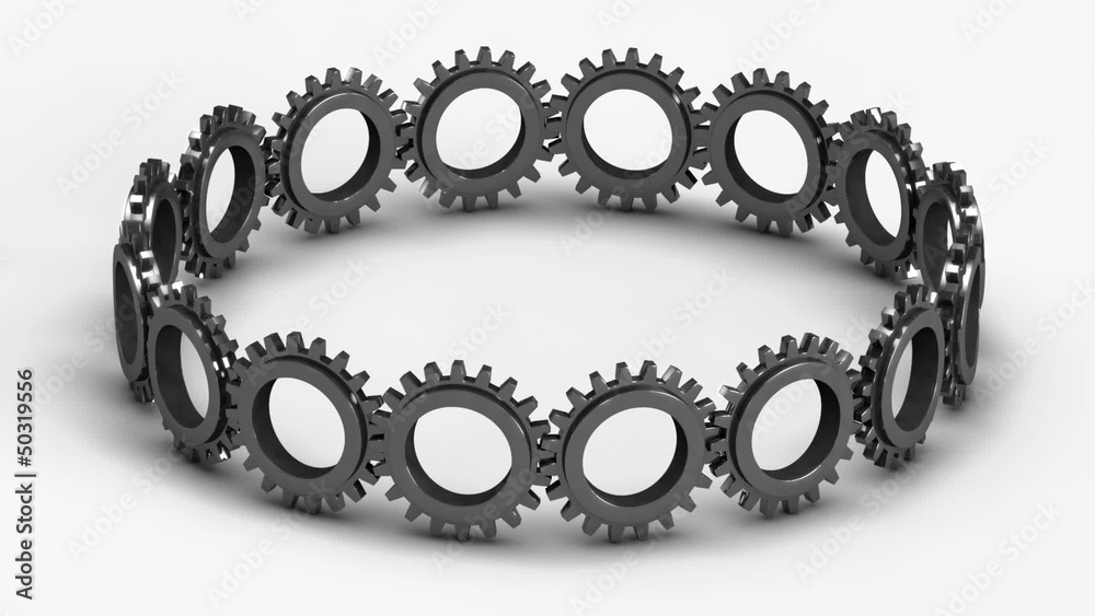 Interlocking team of 3D gears in seamless loop Stock ビデオ | Adobe Stock