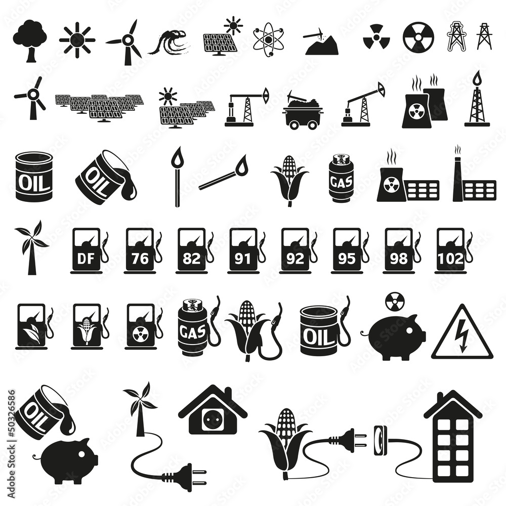 Energy and resource icon set. Vector illustration Stock Vector | Adobe ...