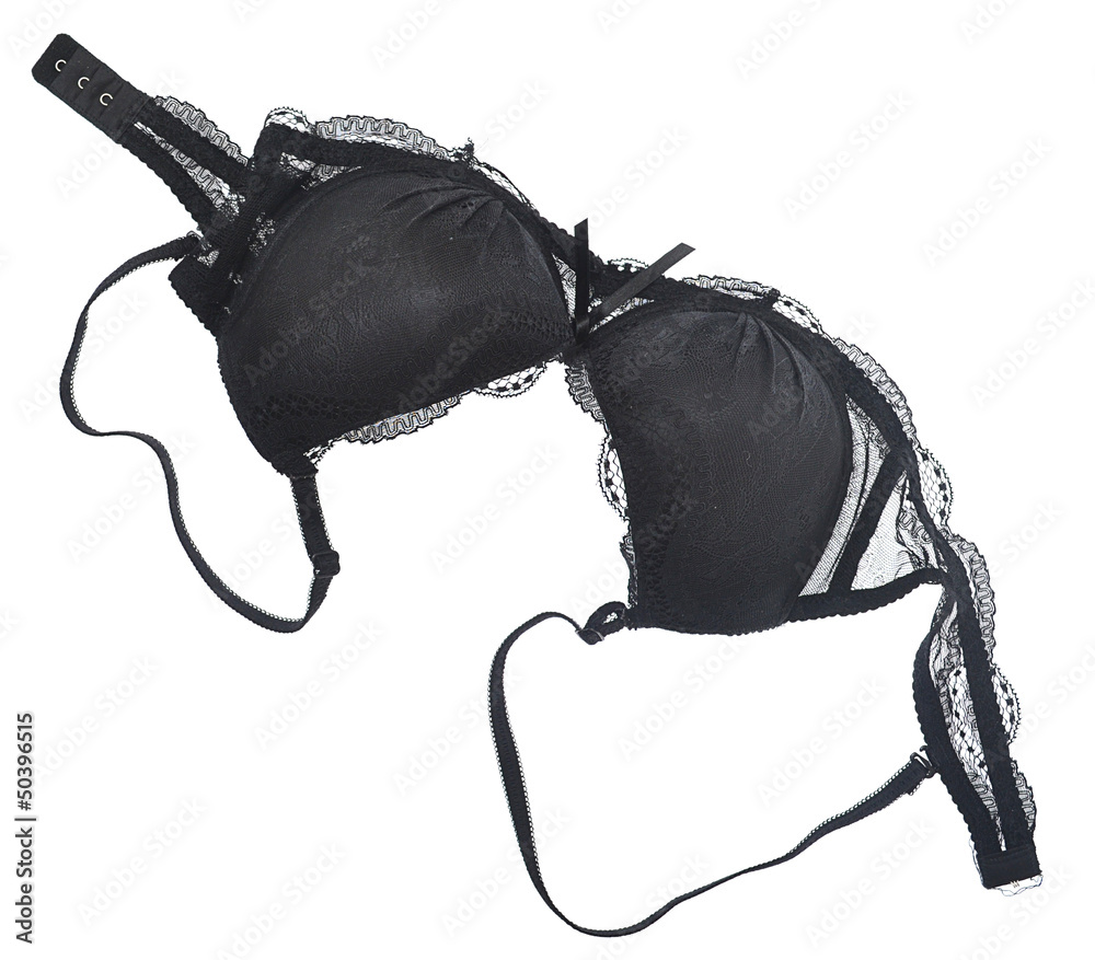 Female black lace bra isolated on white background Stock Photo | Adobe ...
