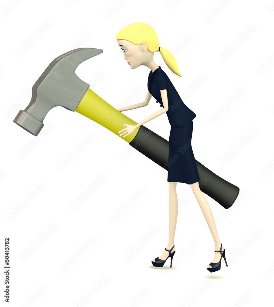 3d render of cartoon character with hammer Stock Illustration | Adobe Stock