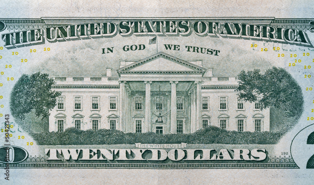 Back of twenty dollars bill Stock Photo | Adobe Stock