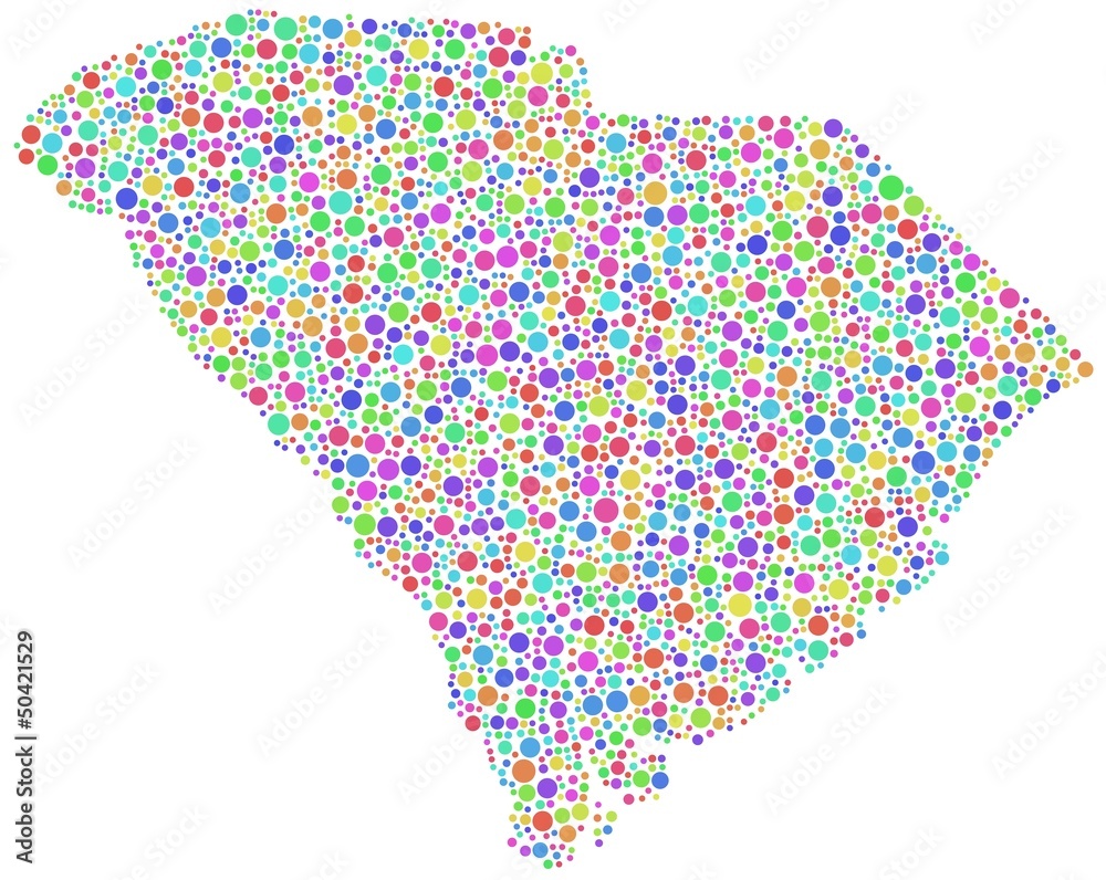 Map of South Carolina - USA - in a mosaic of harlequin bubbles Stock ...