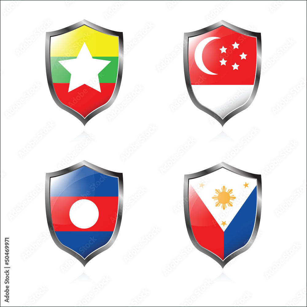 ASEAN flags icon aegis Stock Vector | Adobe Stock