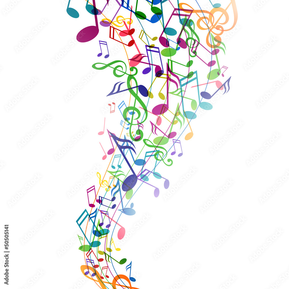 Vector Background with Colorful Music notes Stock Vector | Adobe Stock
