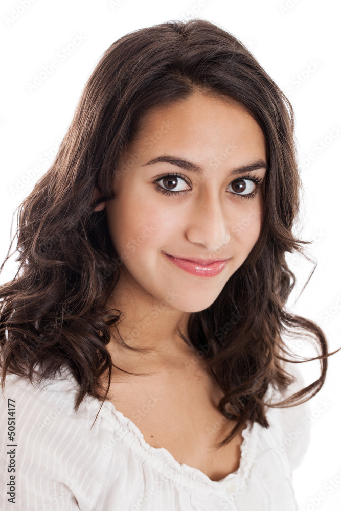 Cute tween girl portrait isolated on white Stock Photo | Adobe Stock
