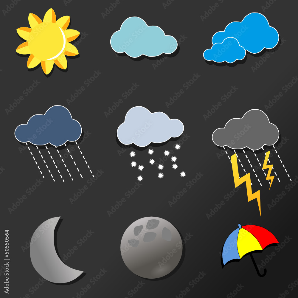 Vecteur Stock symboles météo | Adobe Stock