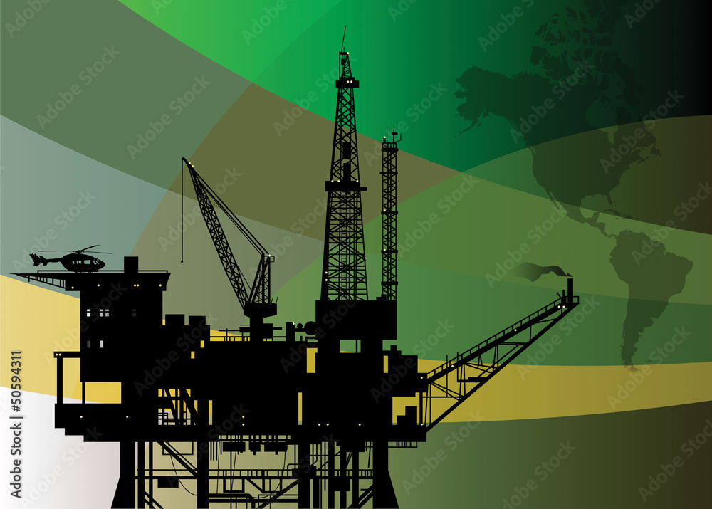 Oil rig abstract background, vector illustration Stock Vector | Adobe Stock