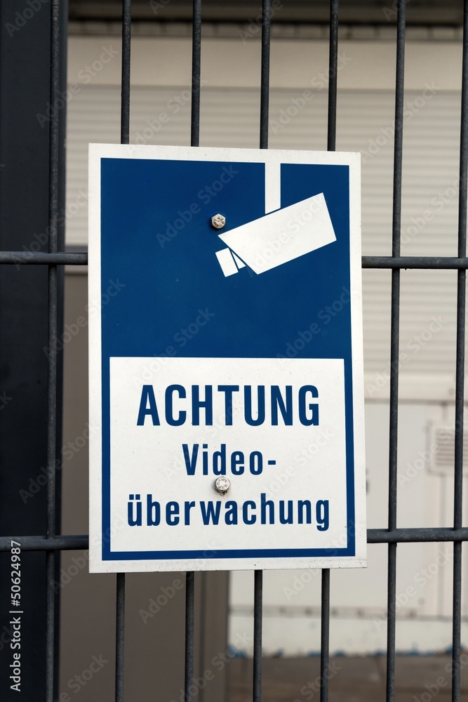 Achtung Video-überwachung Stock-Foto | Adobe Stock