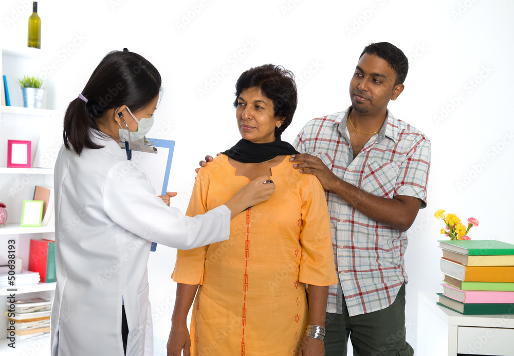 indian senior citizen health check measuring heart rate Stock Photo ...