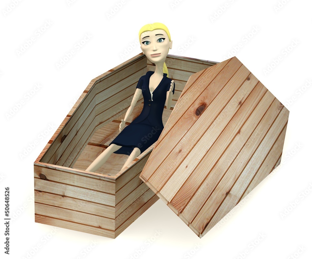 3d render of cartoon character in coffin Stock Illustration | Adobe Stock