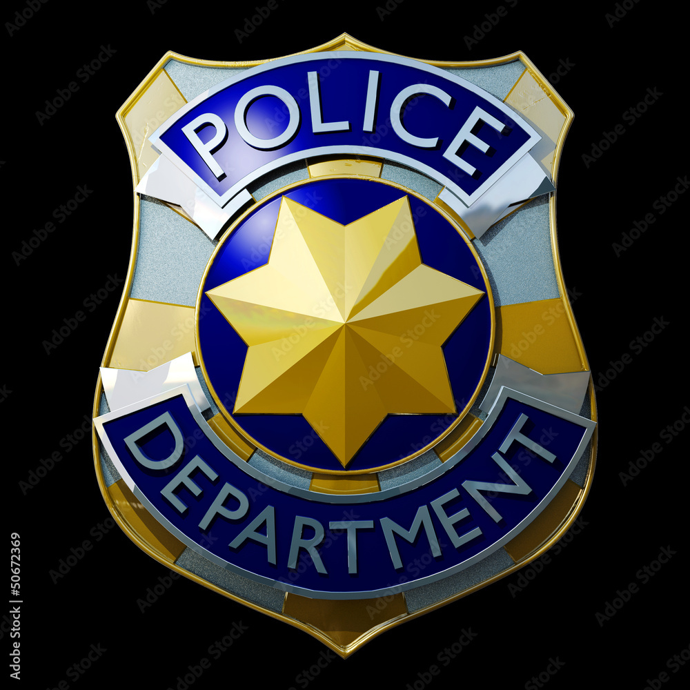 shiny golden and silver police badge 3d Stock Illustration | Adobe Stock