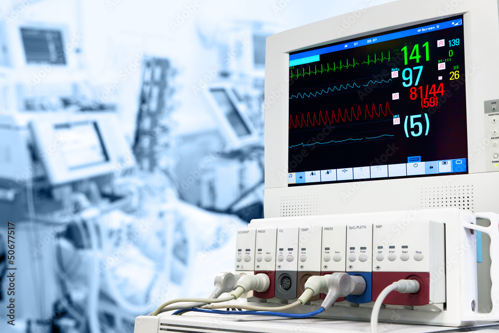 ICU with ECG monitor Stock Photo | Adobe Stock