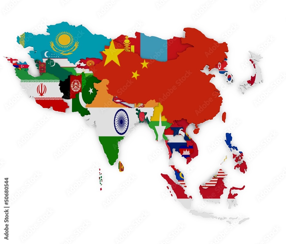 Les pays d'asie et leurs drapeaux Stock Illustration | Adobe Stock