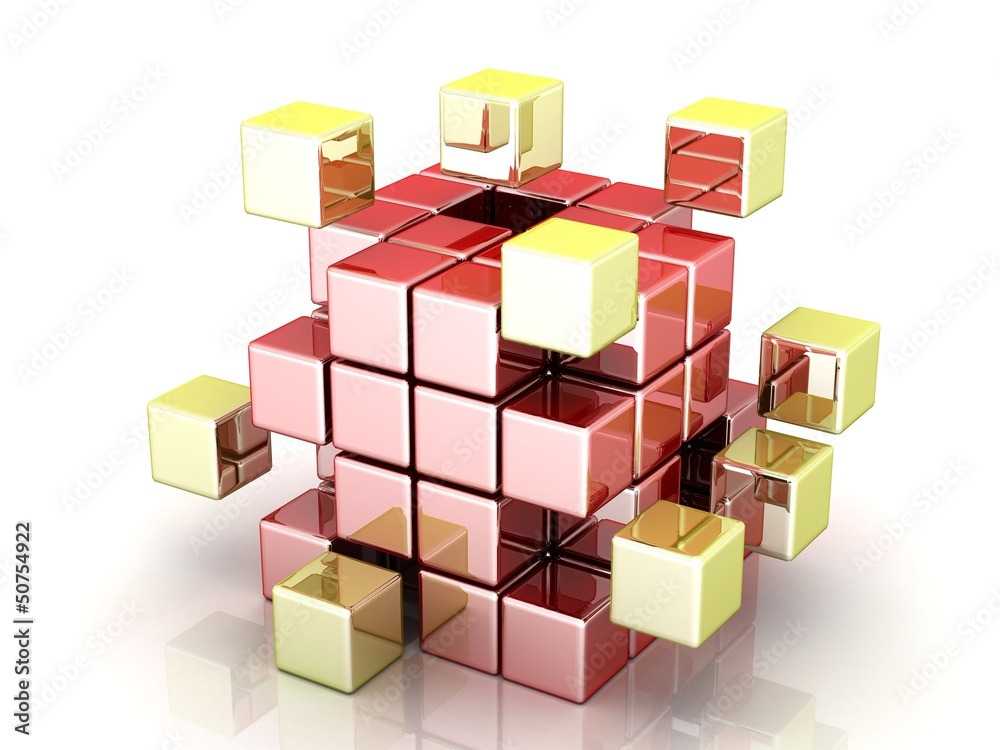 The construction of the cube of the blocks Stock Illustration | Adobe Stock