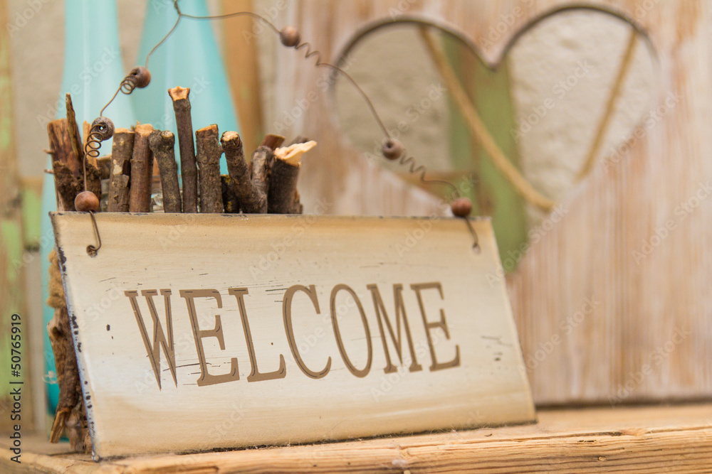 Rustic wooden WELCOME sign Stock Photo | Adobe Stock