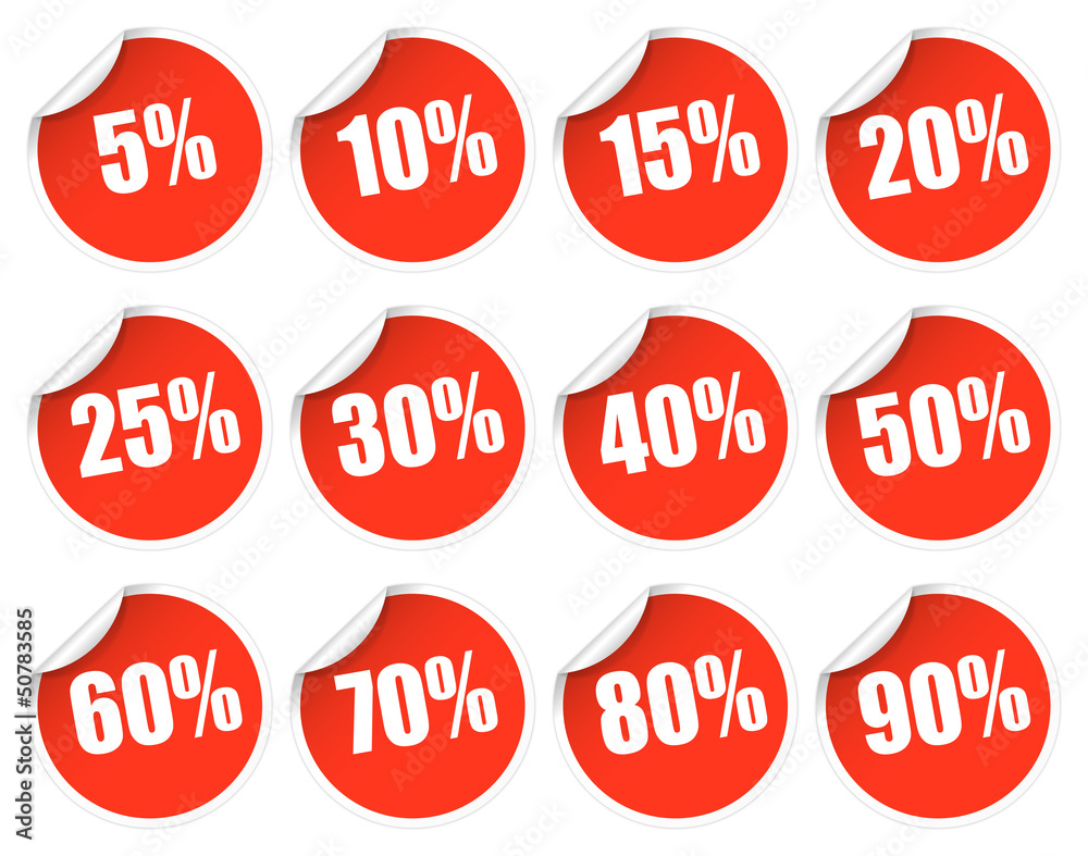 Rabatt Sticker - rot Stock-Vektorgrafik | Adobe Stock