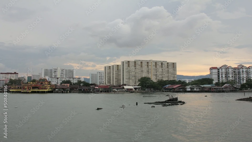 Tan Jetty Heritage Site in Penang Sunset Timelapse 1080p vídeo do Stock ...